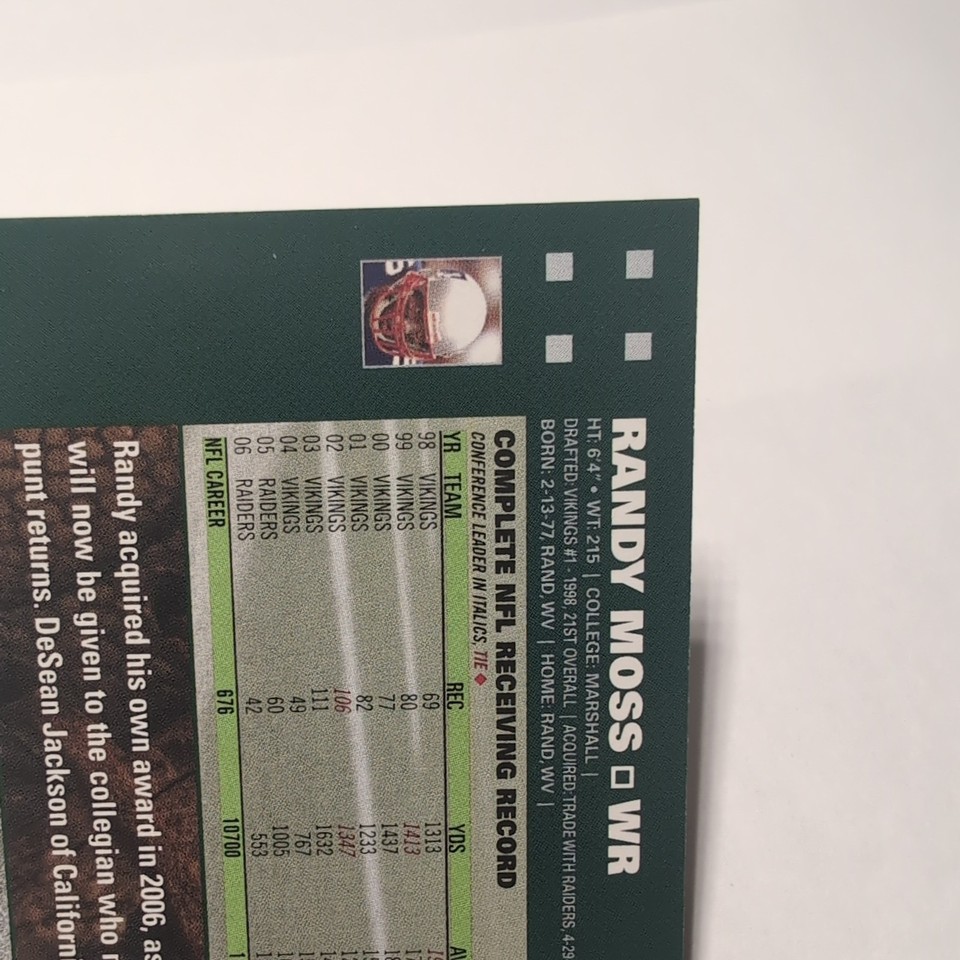 Randy Moss 2007 Topps #170 New England Patriots | eBay