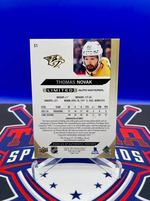 2024-25 SP Authentic Thomas Novak Limited Auto Material #/100 | eBay