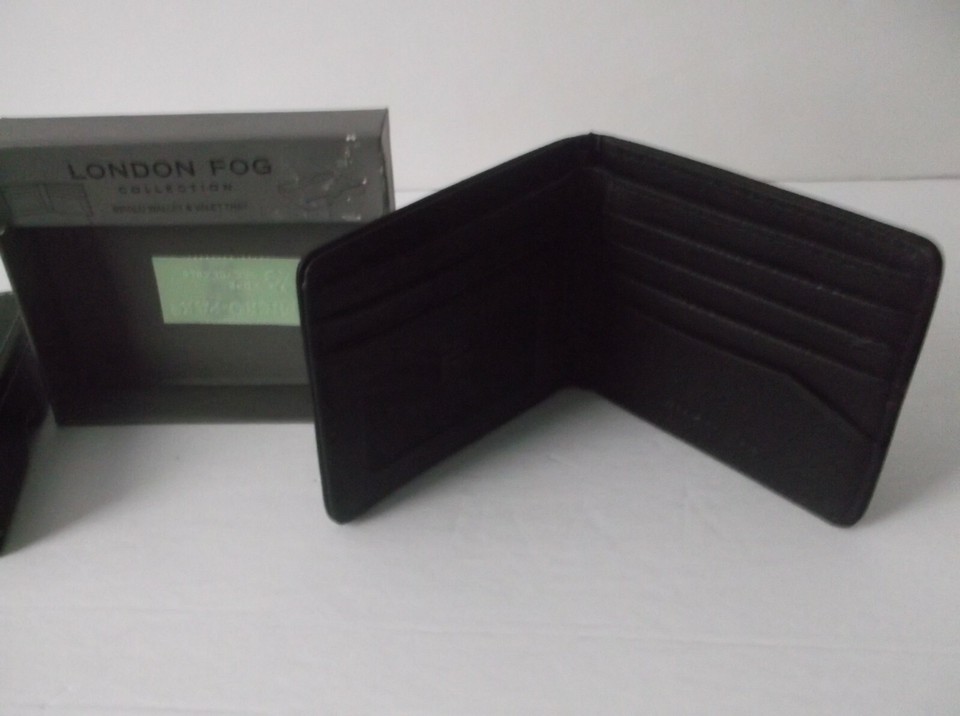 London Fog Men's Black Texture Leather Wallet in Gift Box | eBay