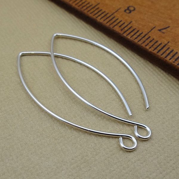 Handmade Long Earring Hooks - Large Leaf Ear Wires - Sterling Silver ...