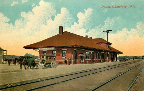 Postcard Railroad Depot, Okmulgee, Oklahoma - circa 1908 | eBay
