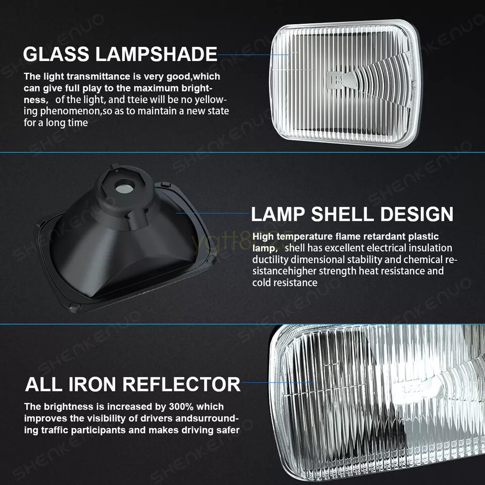 5X7 7x6 Inch White LED Halo Diamond Cut Semi Sealed Glass Lens ...
