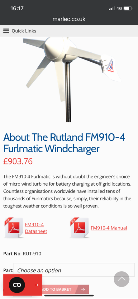 Rutland FM910-4 12v Furlmatic Windcharger by Marlec Yacht Off Grid Wind ...