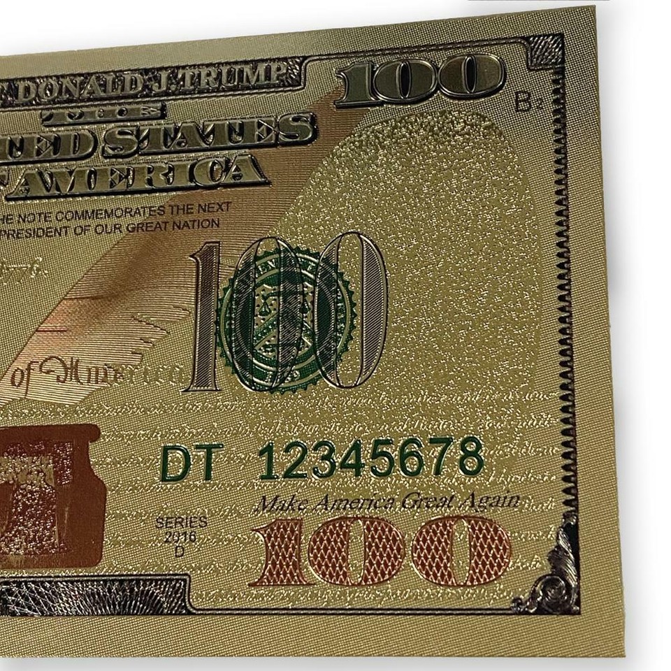 Donald Trump Authentic 24kt Gold Plated Commemorative $100 Bank Note ...