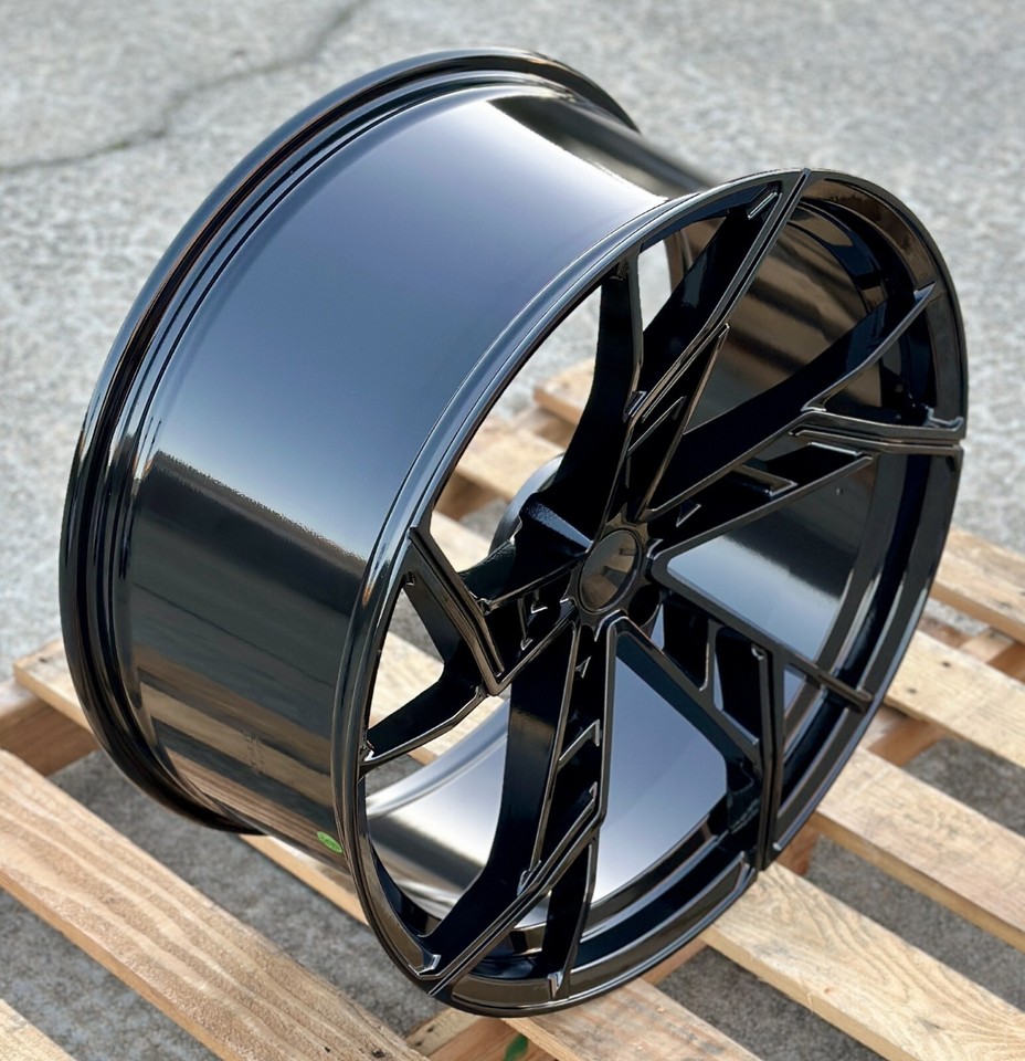 (SET 4) 22" GLOSS BLACK WHEELS FOR AUDI A7 S7 RS6 A8 SQ5 Q7 Q8 RSQ8 ...