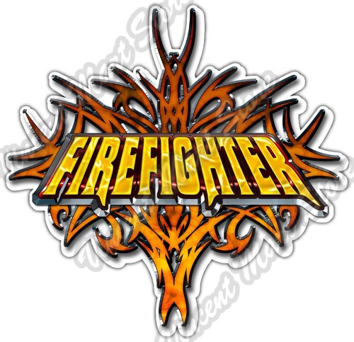Firefighter Fireman Fire Department Flame Car Bumper Vinyl Sticker ...