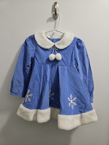 Vtg Ginger Snaps Corduroy Dress Snowflake Periwinkle Blue 3T Christmas ...