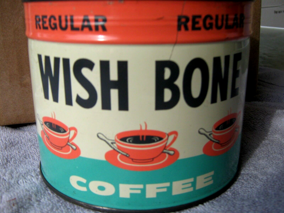 1968 Wish Bone coffee tin, sealed/unopened, NOS, w/hand crank, two ...
