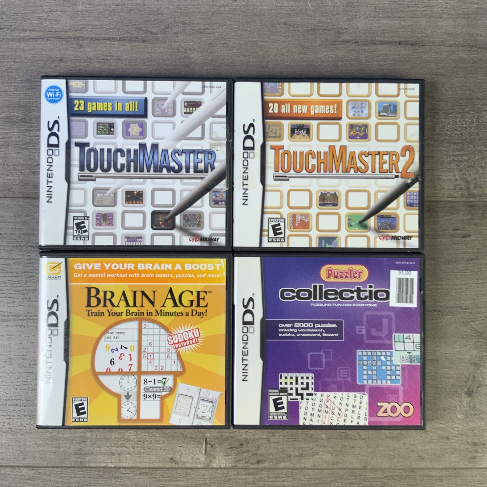 Nintendo DS Lot Touch Master 1 2 Brain Age Puzzler Collection (4 Games ...