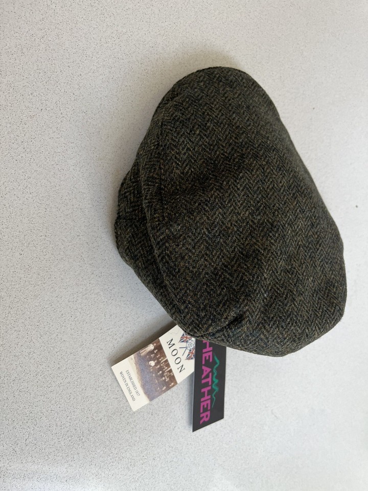 Moon British Tweed Heritage Collection Flat Cap Green Herringbone M 58 ...