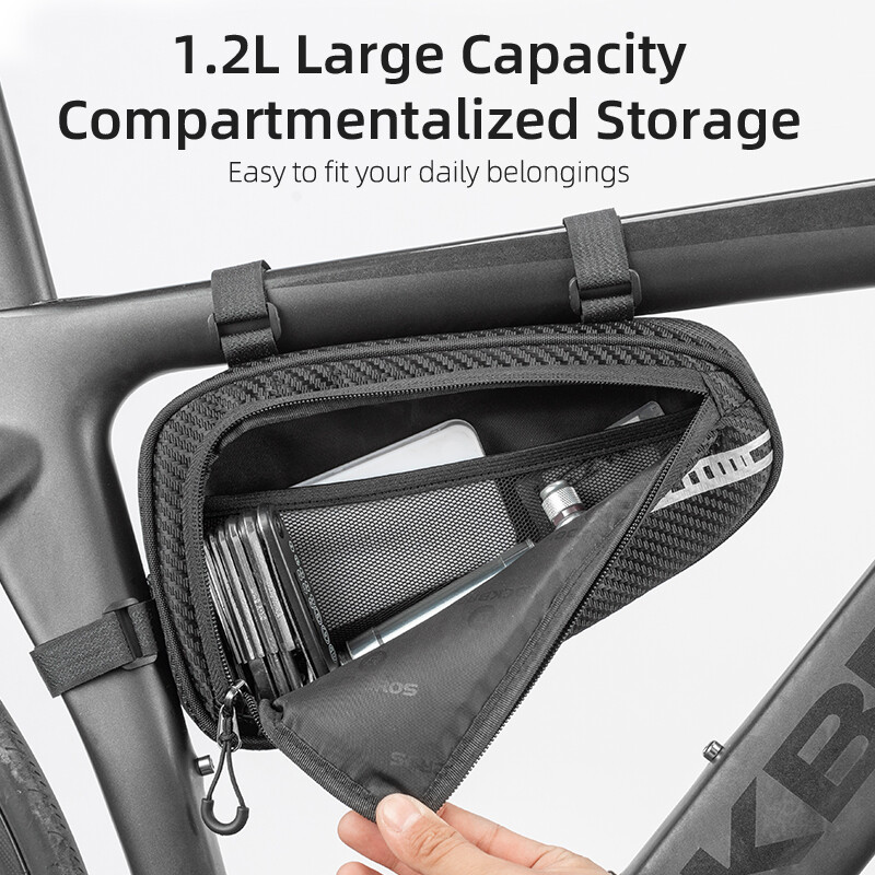 ROCKBROS Bike Triangle Bag Frame Bag Reflective Under Top Tube Storage ...