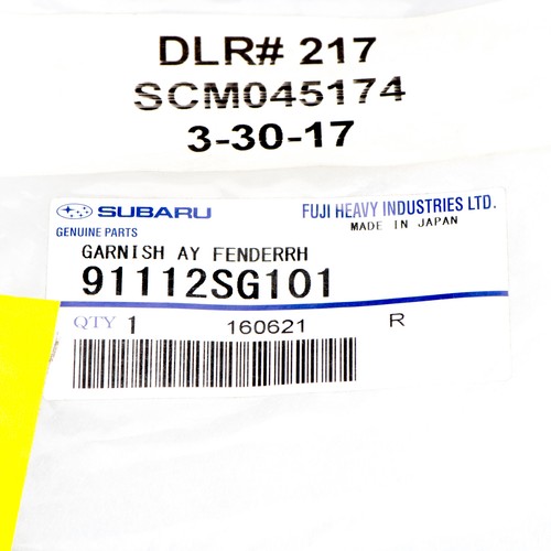 OEM 2014-2018 Subaru Forester Front Right Lower Fender Molding Trim ...