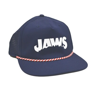 Universal Studios Jaws 50th Anniversary Logo Hat Navy Flat Bill Cap ...
