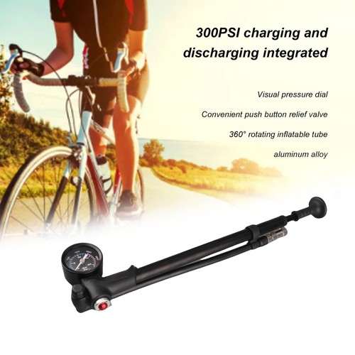 Shock Pump 300PSI Visual Pressure Dial 360° Rotation Inflation Tube ...