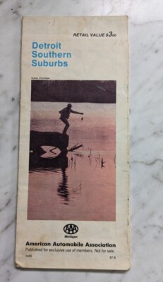 1987 AAA Map Of Detroit Michigan Southern Suburbs | eBay