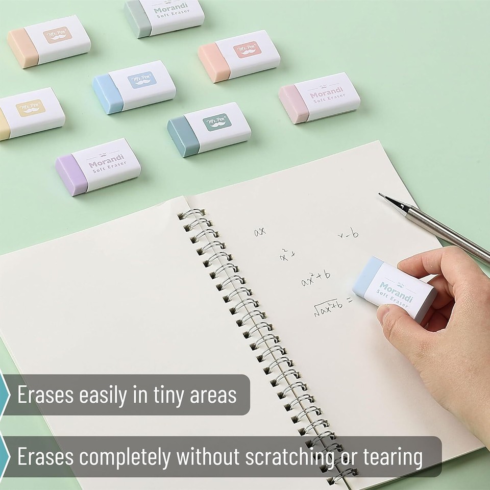 Mr. Pen- Erasers, 10 Pack, Pencil Eraser, Muted Morandi Colors, Erasers ...