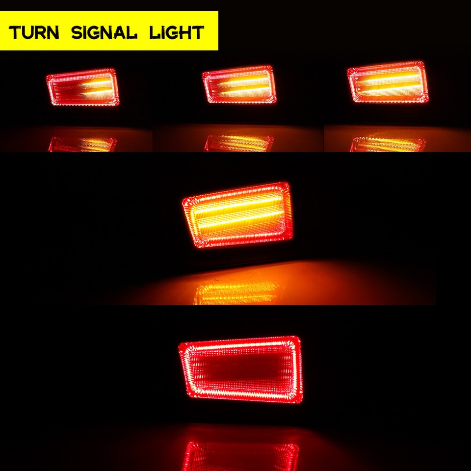 2X Dynamic Amber & Red LED Rear Bumper Reflector Tail Lights For 05-09 ...