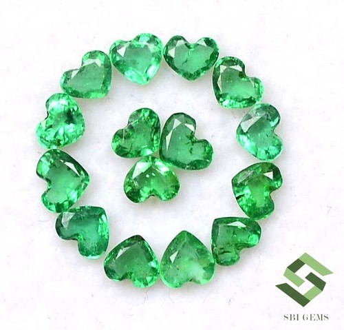 3x3 mm Natural Emerald Heart Shape Cut Lot 16 Pcs 1.19 CTS Untreated ...