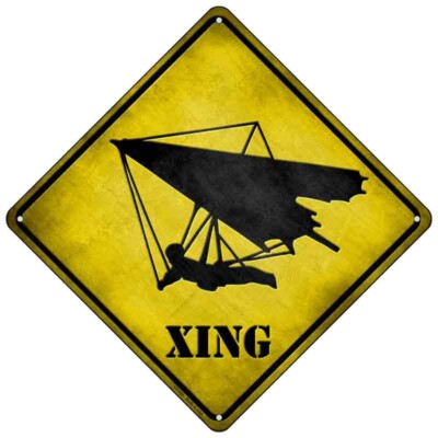 Hang Glider Xing Novelty Mini Metal Road Notice 8" Cross Xing Crossing ...