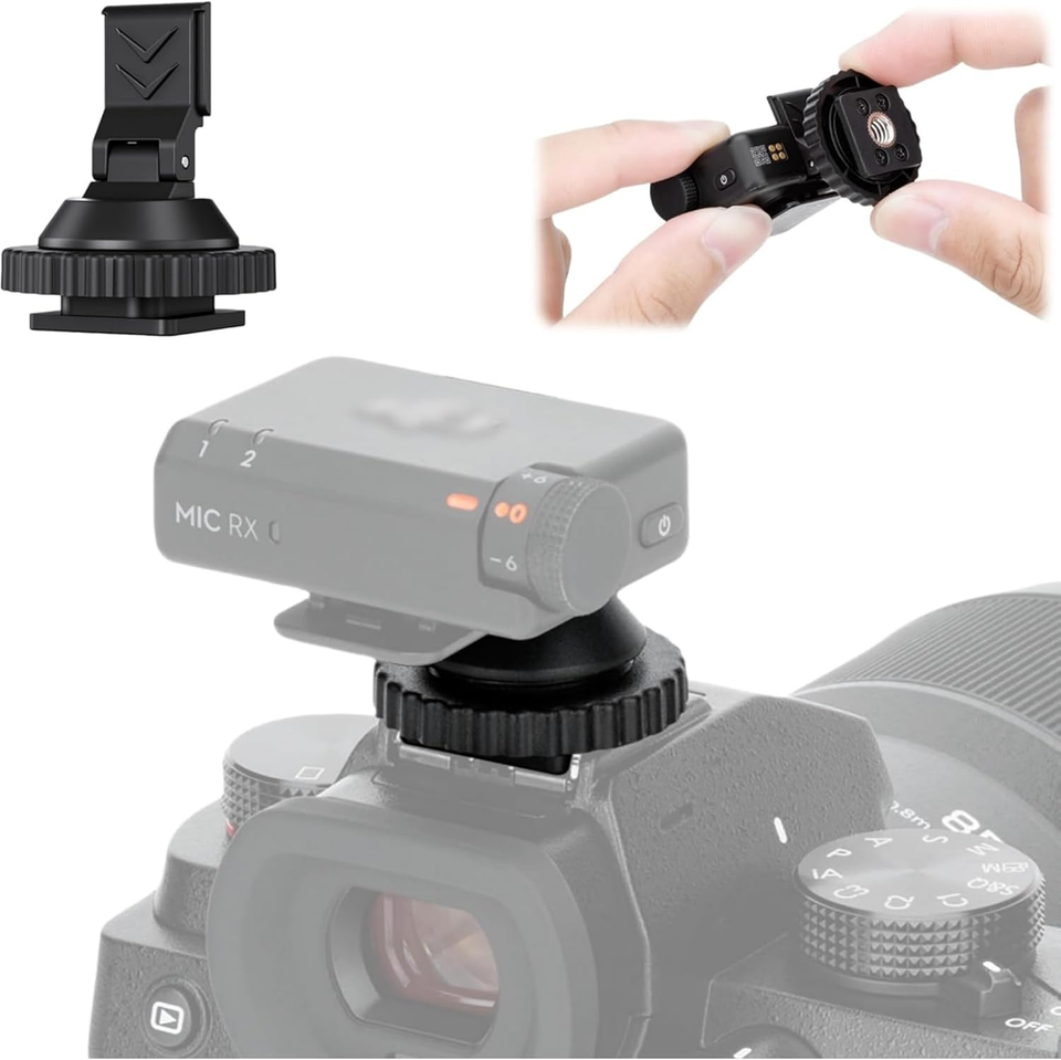 JJC Cold Shoe Mount Adapter for DJI Mic Mini with 1/4"-20, Durable ABS ...