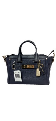 COACH SWAGGER NAVY PEBBLED LEATHER 36235 CROSSBODY PURSE TOTE-NWT | eBay