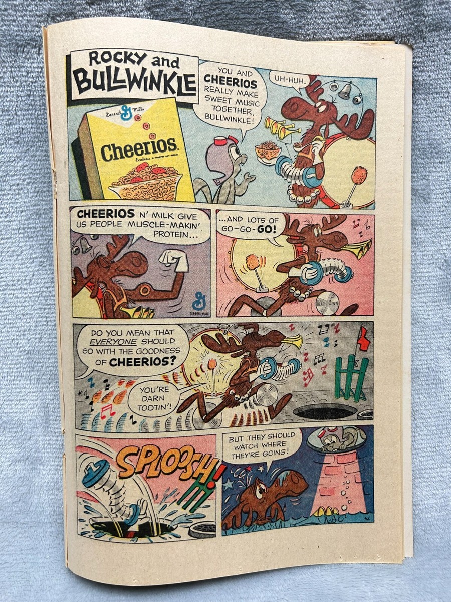 3 Old Rocky Bullwinkle Cheerios Cereal Side Box Panels