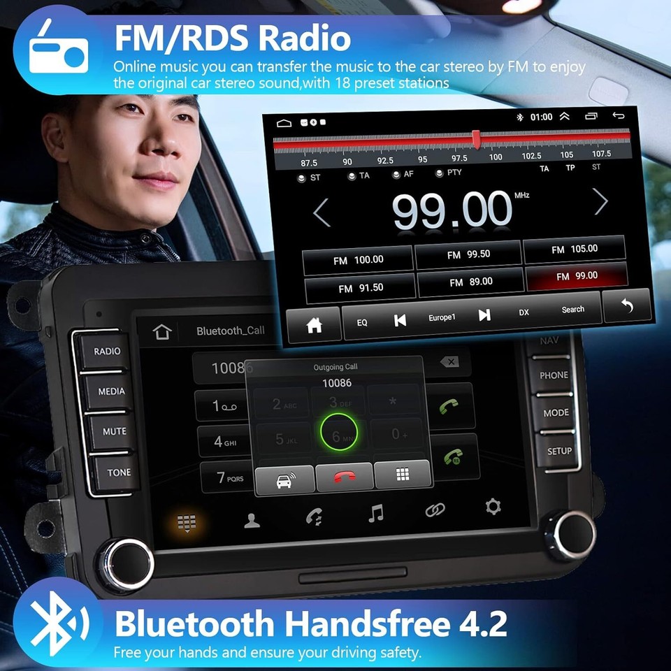Android 13 CarPlay Car Stereo For VW Jetta 2006-2010 GPS BT Radio w ...
