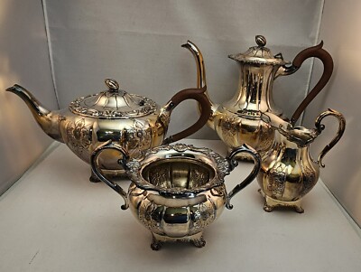 Rare Vintage 4 Piece Birks RIDEAU Hand Chased Silverplate Tea Set | eBay