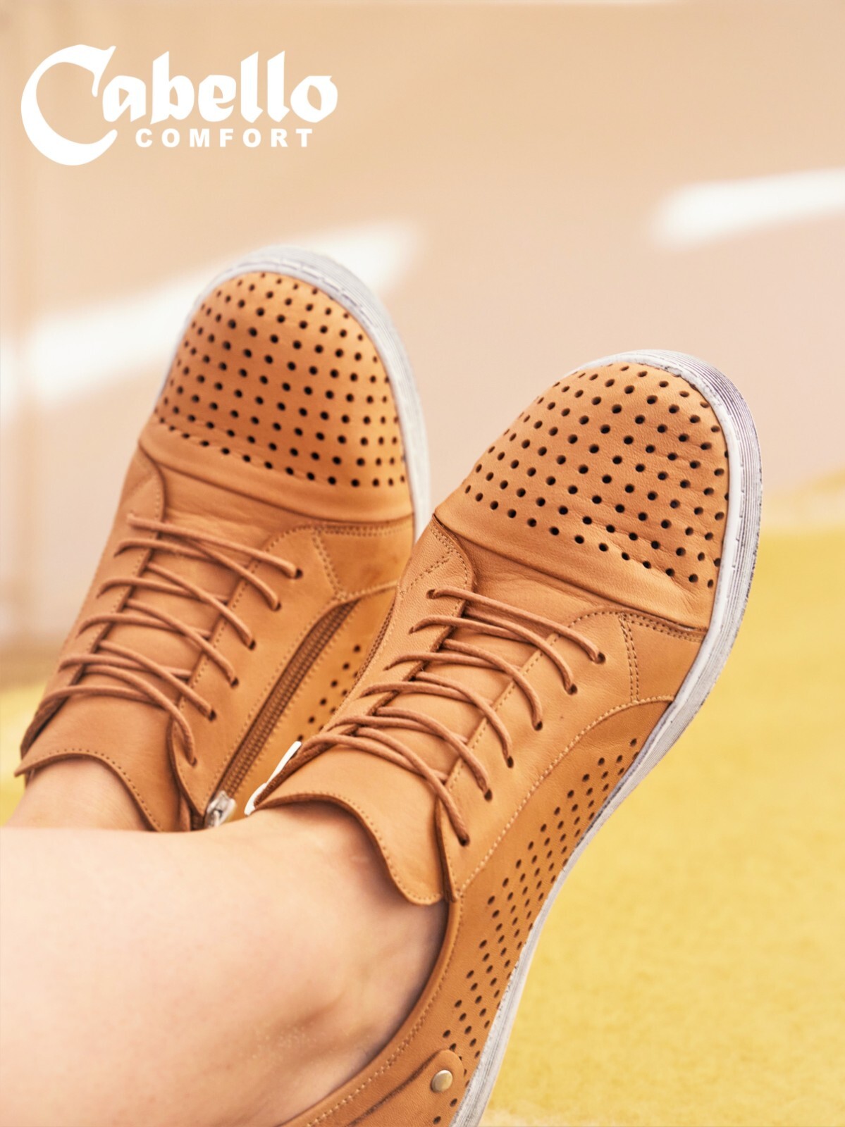 Cabello Comfort Shoes Leather Lace Up Zip Sneakers Cabello Shoes EG17 ...