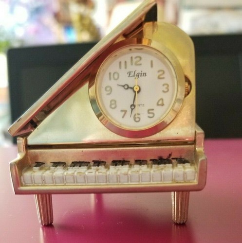 Elgin Small Desk Top Clock (Piano)- runs,keeps time | eBay