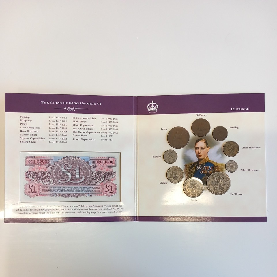 1937 1952 KING GEORGE VI COIN SET WITH BRITISH ARMED FORCES ONE 1 POUND ...