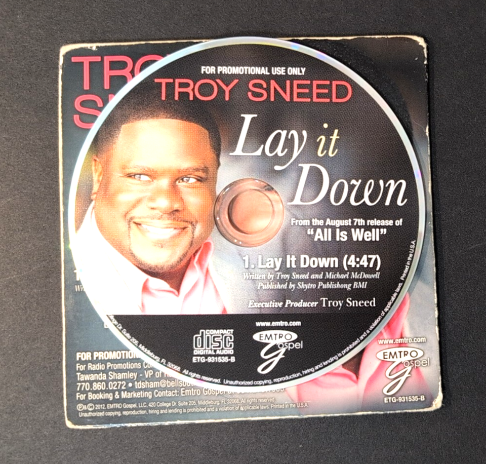 Troy Sneed: PROMO CD - 'Lay It Down' from All is Well album (2012 EMTRO ...