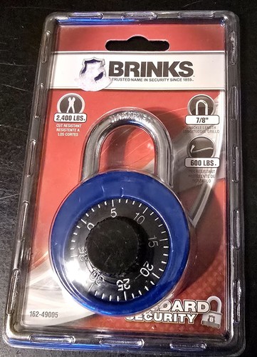 Brinks Padlock 7/8 “ Reconfigurable Combination Lock Cut Resistant ...