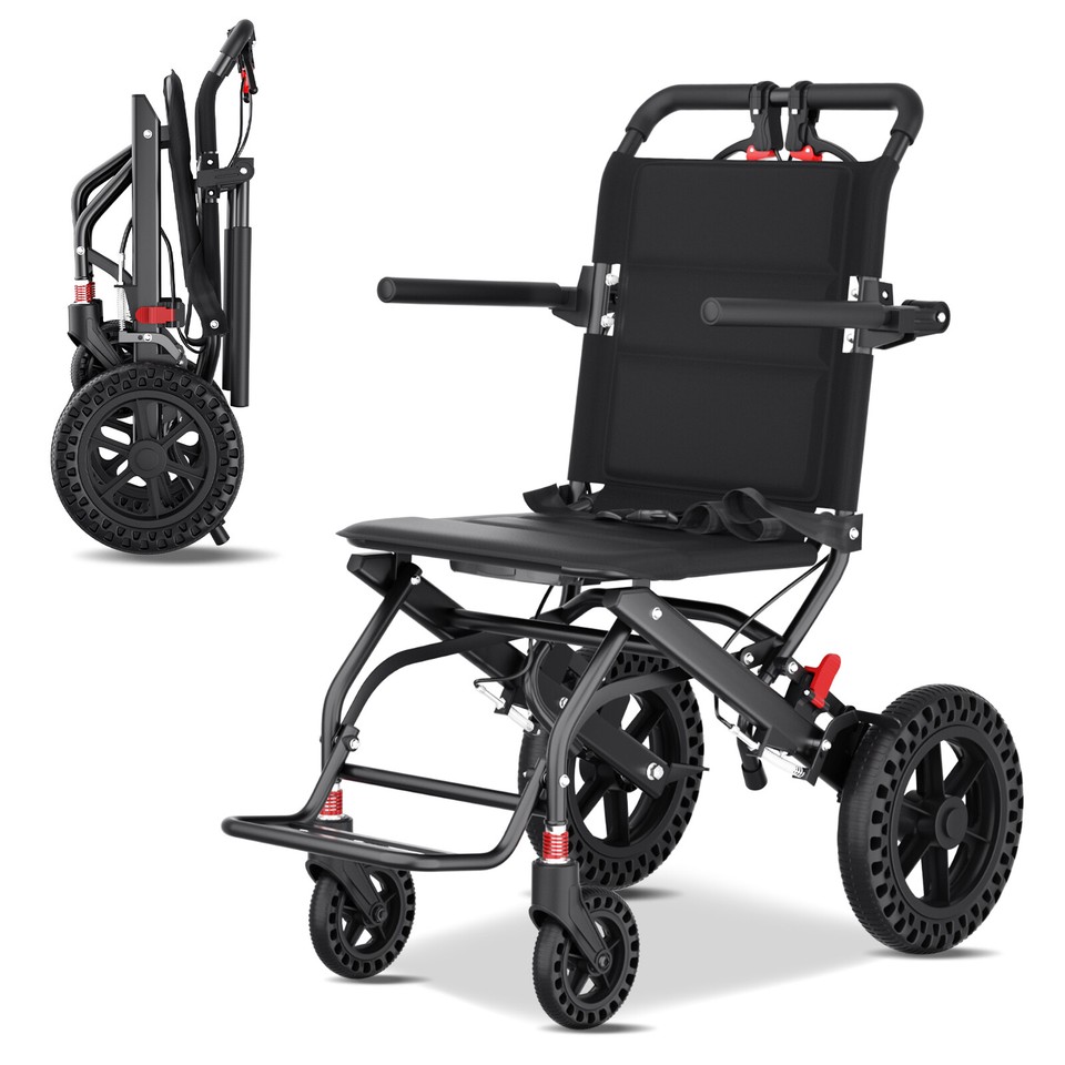 Lightweight Folding Portable Transport Wheelchair With Hand Brake ...