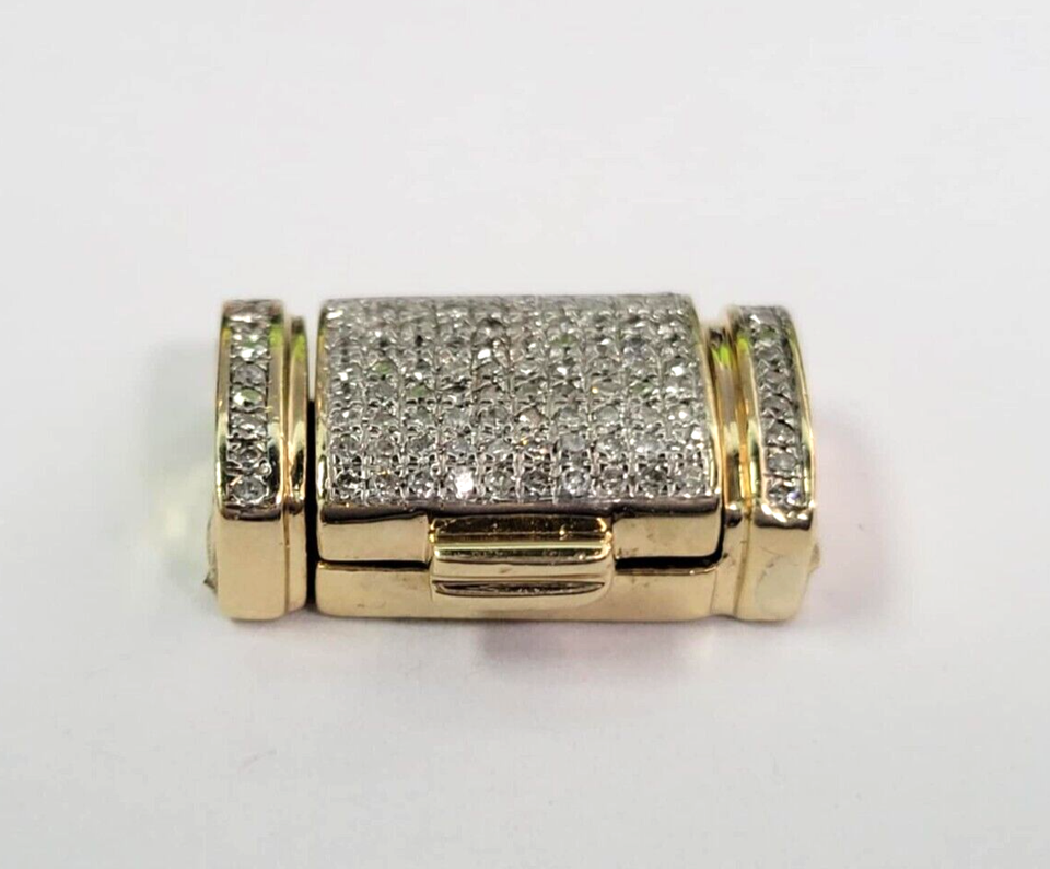 10K Yellow Gold Diamond Box Clasp Accessory 10MM Pave Set Double Lock ...