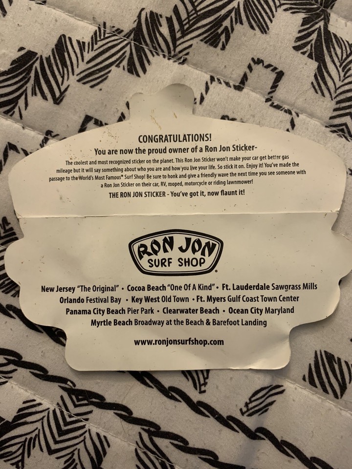 RON JON Surf Shop STICKER - Cocoa Beach FLORIDA USA - Surfing Decal ...