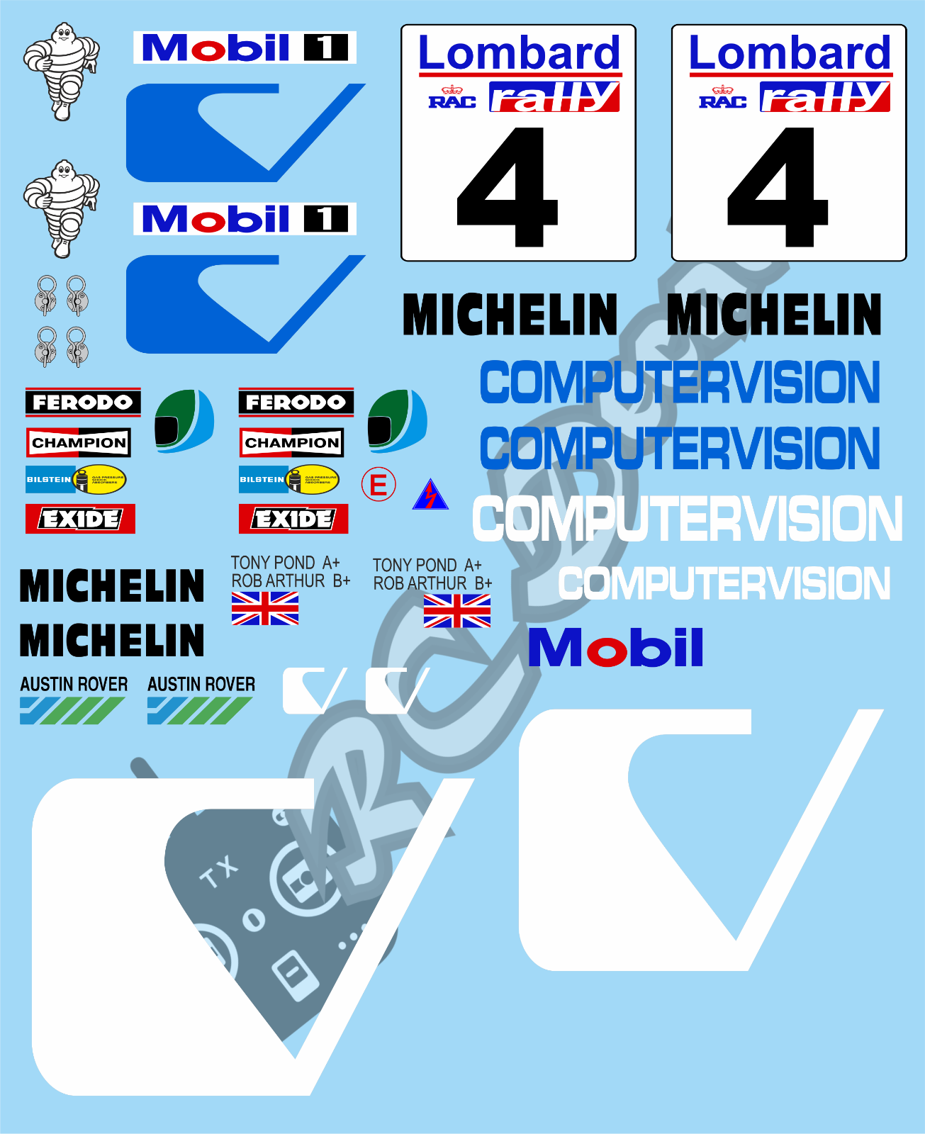 1/10 Decal Rally Set MG 6R4 Computer Vision 1985 Tamiya TA01 TA02 TT01 ...