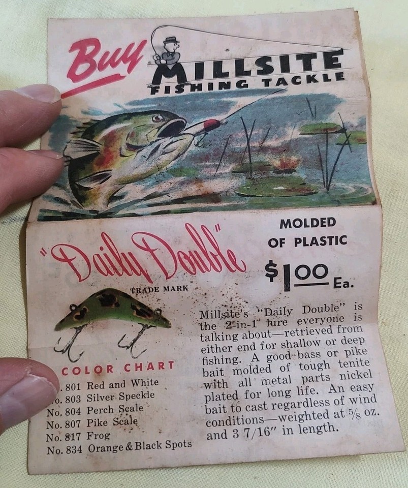 Millsite Paddle Plug Bug 2" Fishing Lure Box & Paper Brochure Catalog ...