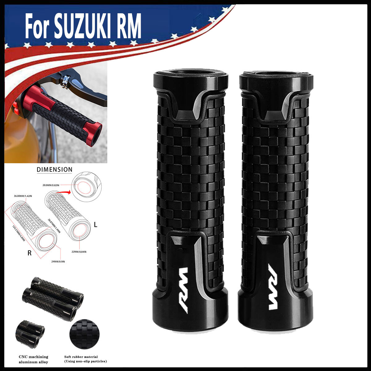 Gel 7/8 "Universal Handlebar Grip Throttle Grip For SUZUKI RM80 RM85 ...