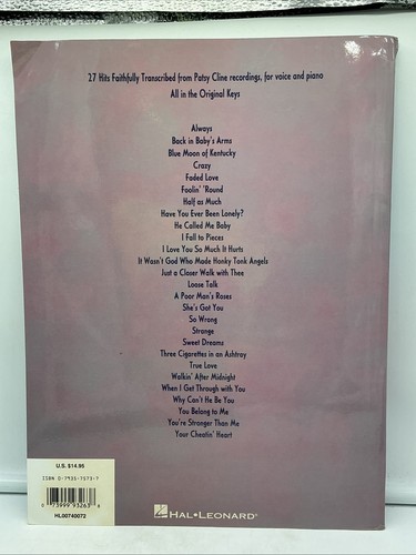 Patsy Cline - Original Keys for Singers, Cline, Patsy Song Book - FREE ...