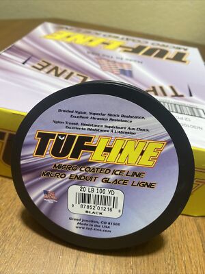 TUF-LINE ICE FISHING TIP-UP LINE 20# TEST 100yd SPOOL BLACK COLOR ...
