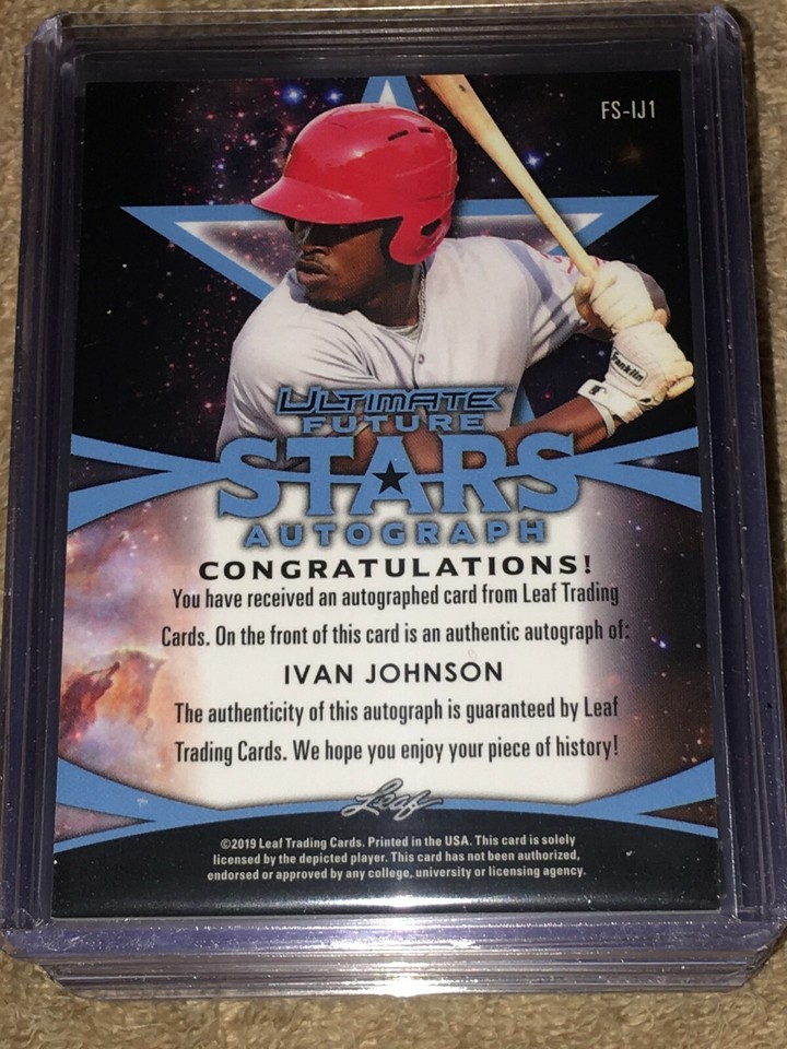 IVAN JOHNSON 2019 Leaf ULTIMATE Autograph on card REDS FUTURE STARS ...
