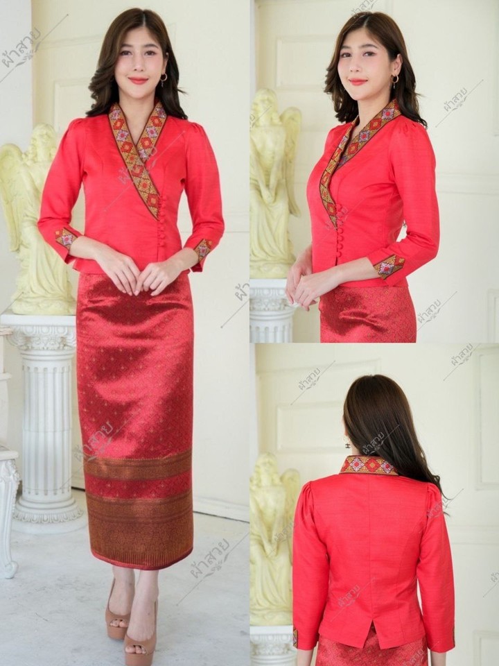 THAI/LAOS TRADITIONAL SILK BLOUSE AND SKIRT SET'S - CHEST SIZE 32" - 46 ...