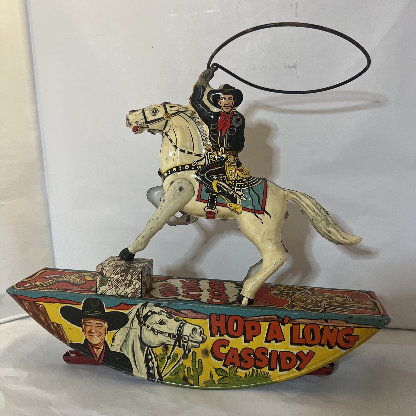 Marx Tin Wind Up Hop A Long Cassidy Rocking Lasso on Horse Hopalong ...
