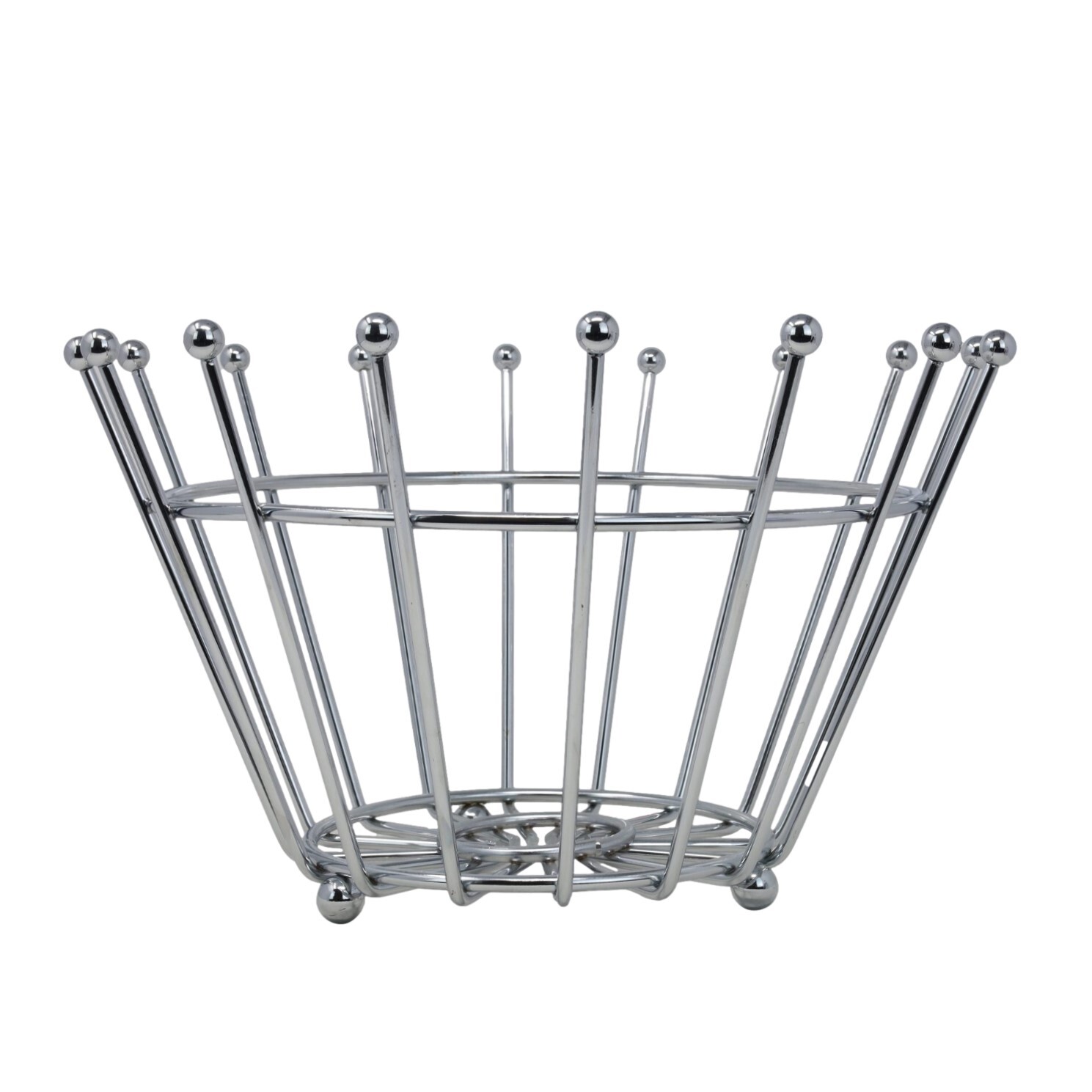 Fruit/Vegetable Holder Chrome Basket Rack Fruit Bowl Round Storage ...