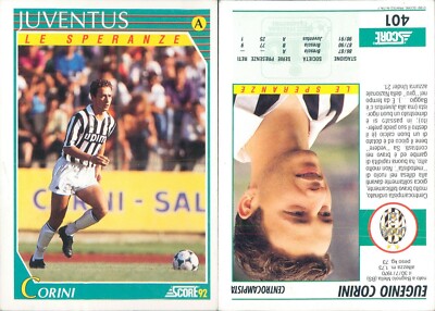 SCORE 92 CALCIO TRADING CARD anno 1992 -JUVENTUS , CORINI-N.401 | eBay