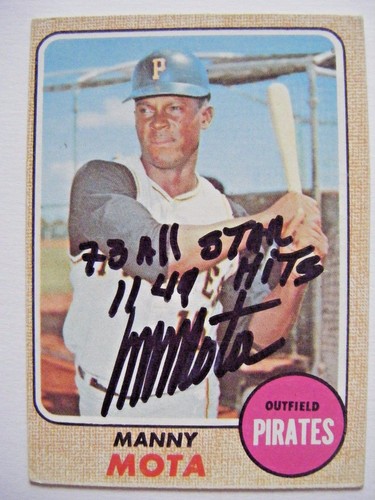 MANNY MOTA signed PIRATES DODGERS 1968 Topps baseball card AUTO #325 ...