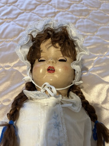 Antique 1930-40's Composite Doll Sally Pigtails Red Hair Blue Eyes ...