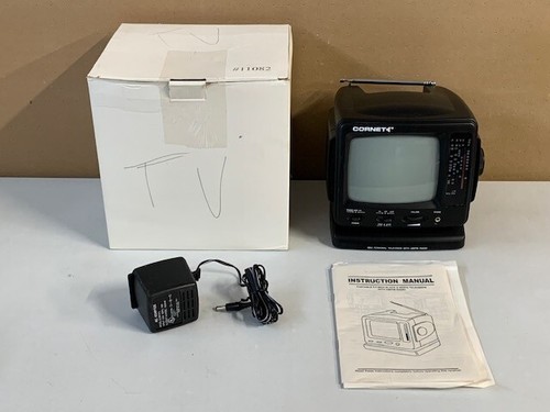 Vtg Cornet Black Portable 5.5 Black & White AM/FM Radio TV Model TV-511 ...