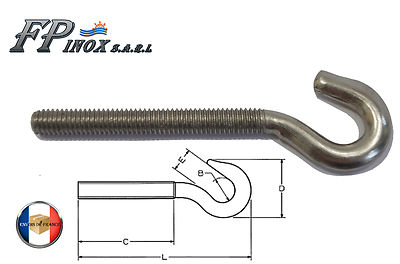 Crochet tige filetée M8 mm inox 304 Longueur 92mm Ref A57608 | eBay